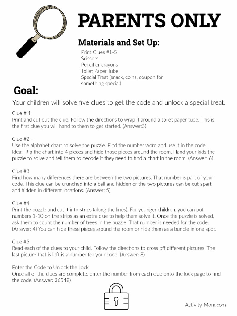 Free Printable Escape Room For Kids | PDF