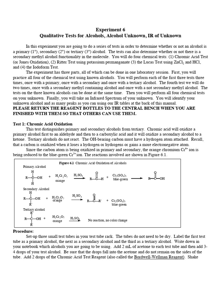 Alcohol-Qualitative Test | PDF | Chemistry | Chemical Substances