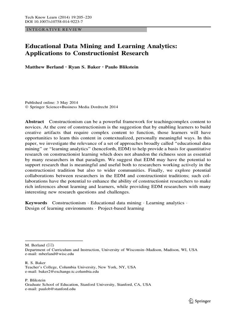 Educational Data Mining | PDF | Constructivism (Philosophy Of Education ... Educational Data Mining | PDF | Constructivism (Philosophy Of Education ...
