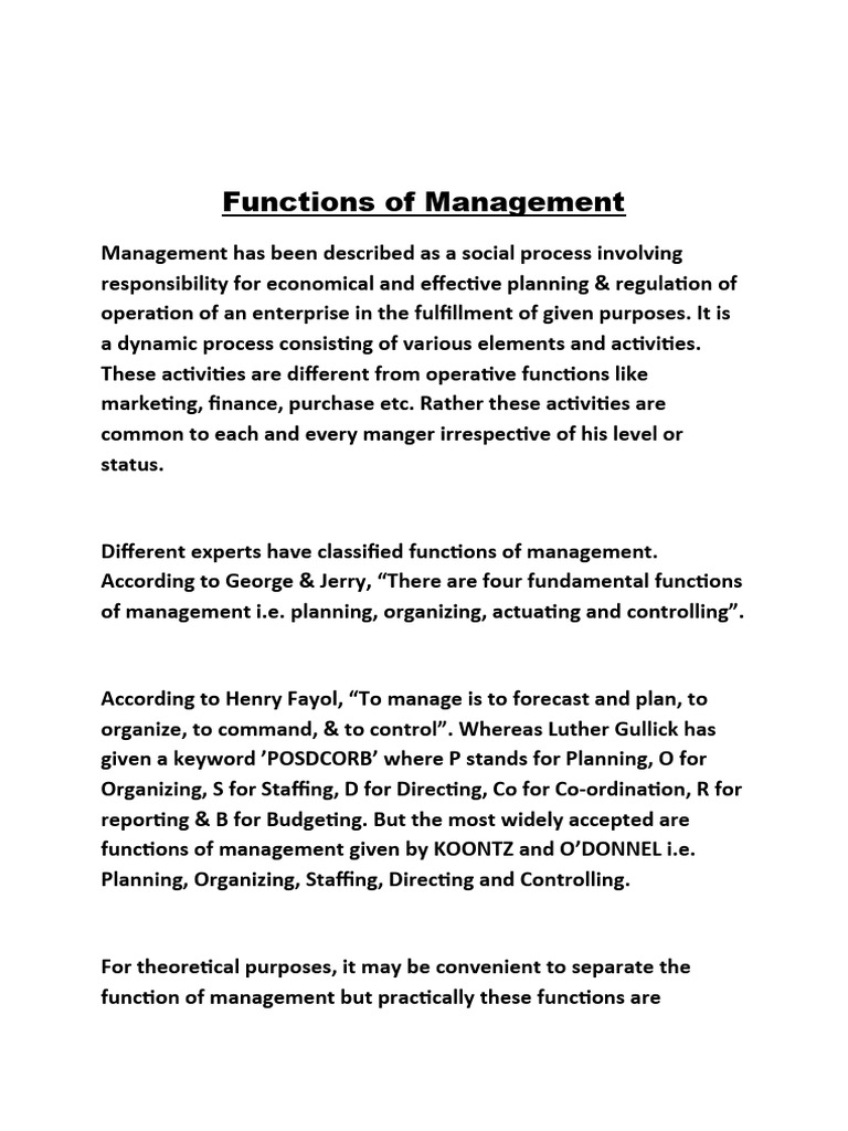Function of Manag | PDF