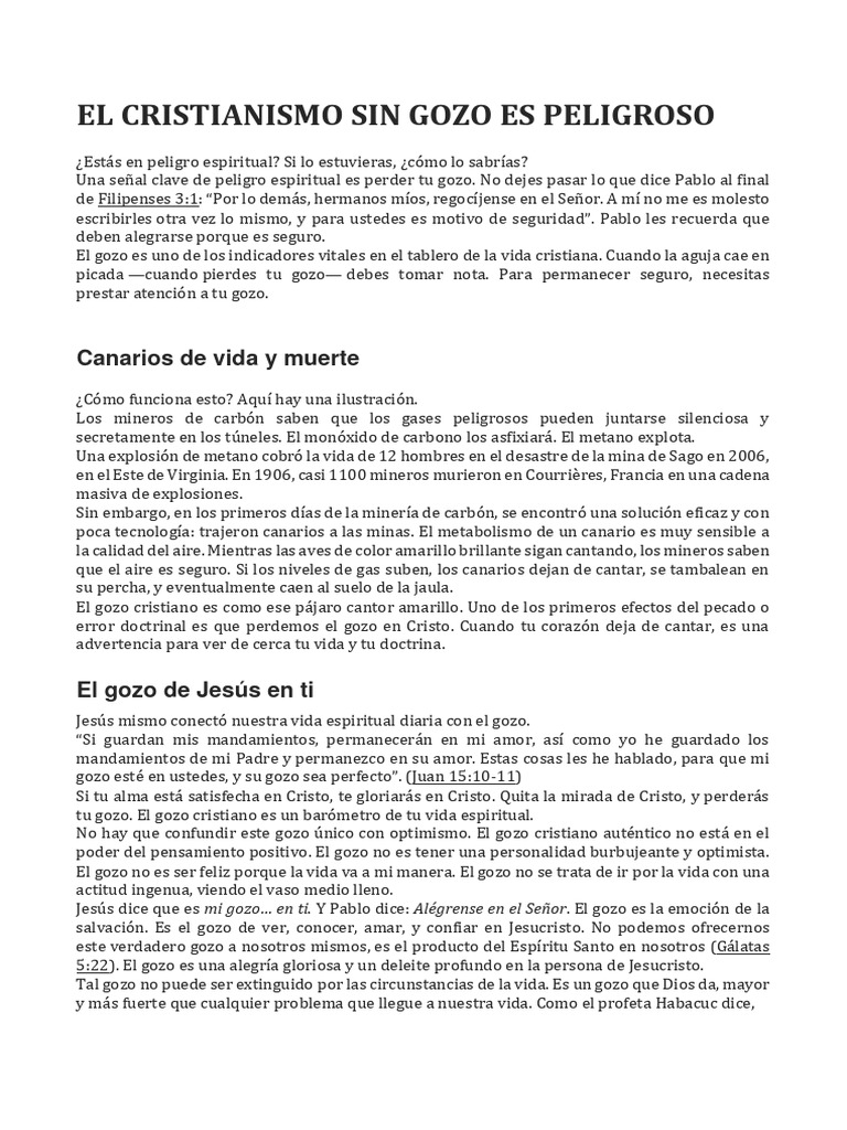 El Cristianismo Sin Gozo Es Peligroso | PDF | Jesús | Amor