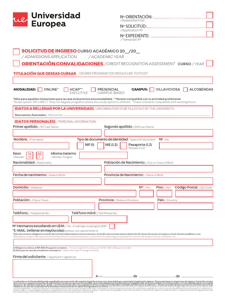 Solicitud Ingreso Grado 2024 2025 | PDF