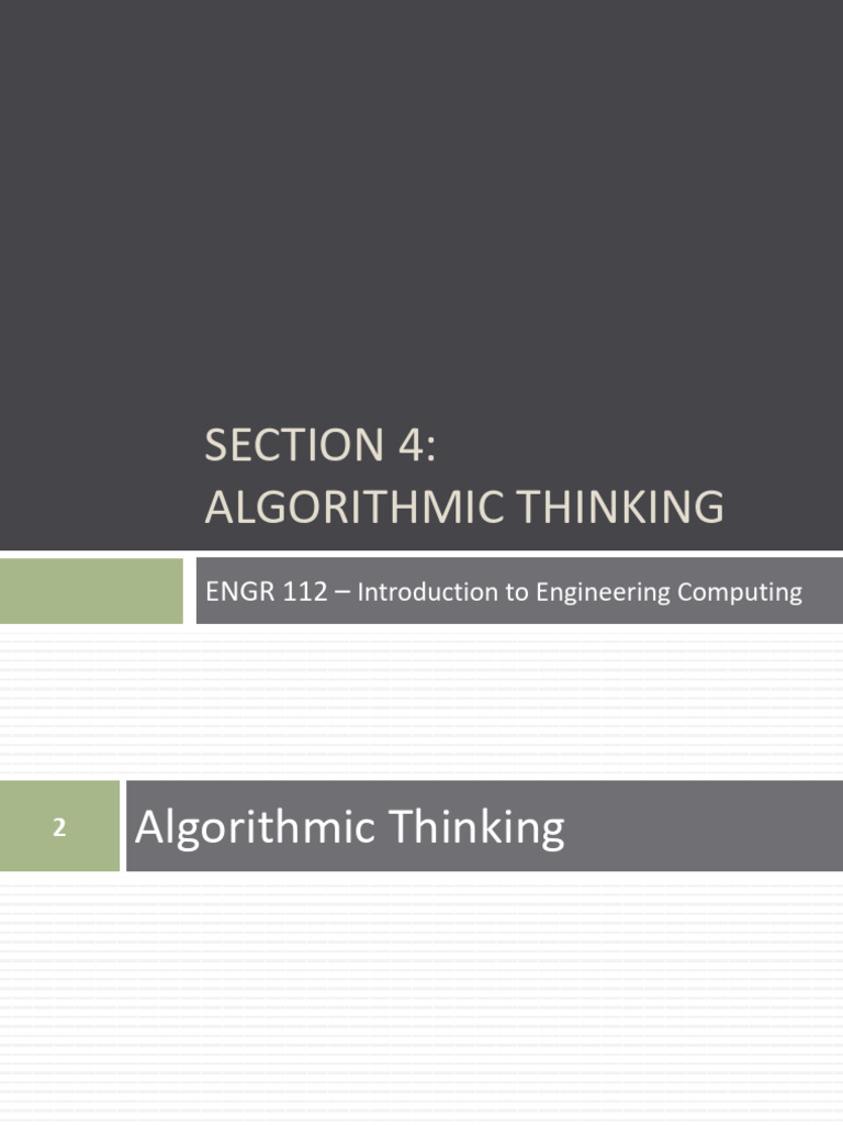Algorithmic Thinking in Engineering Computing | PDF | Control Flow ...