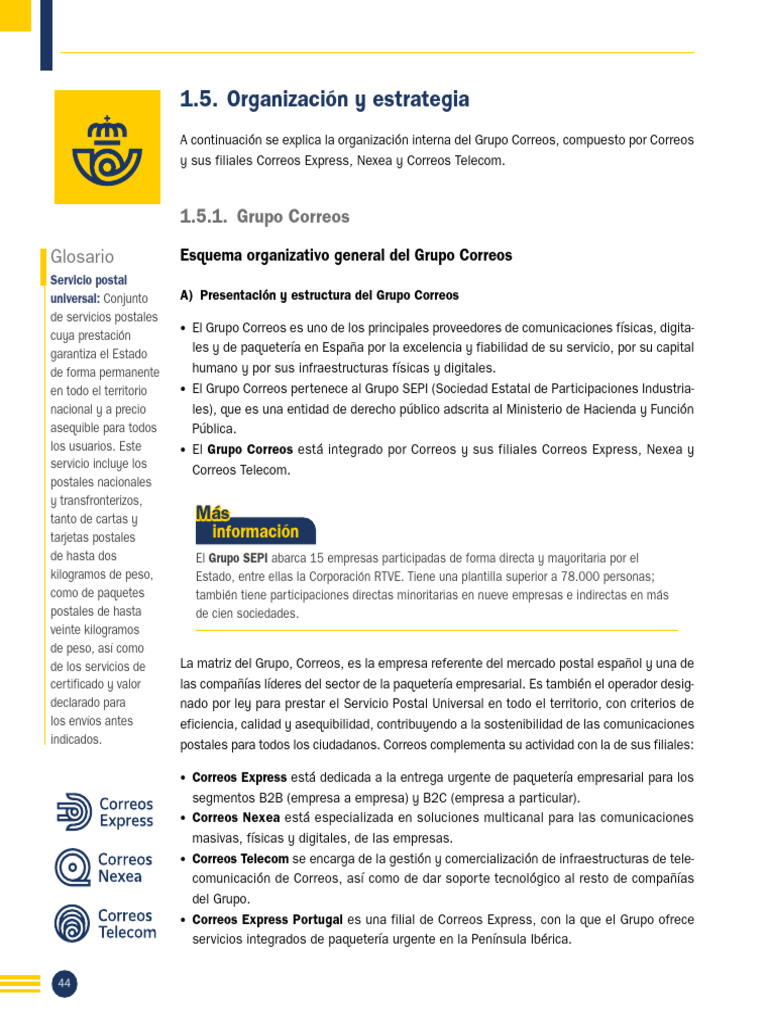 Correos Tema1 - Grupo Correos, Organización y Estrategia | PDF