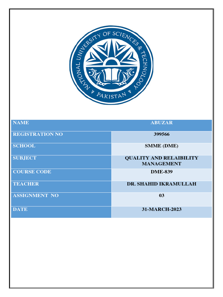 QRM Assignment 03 | PDF