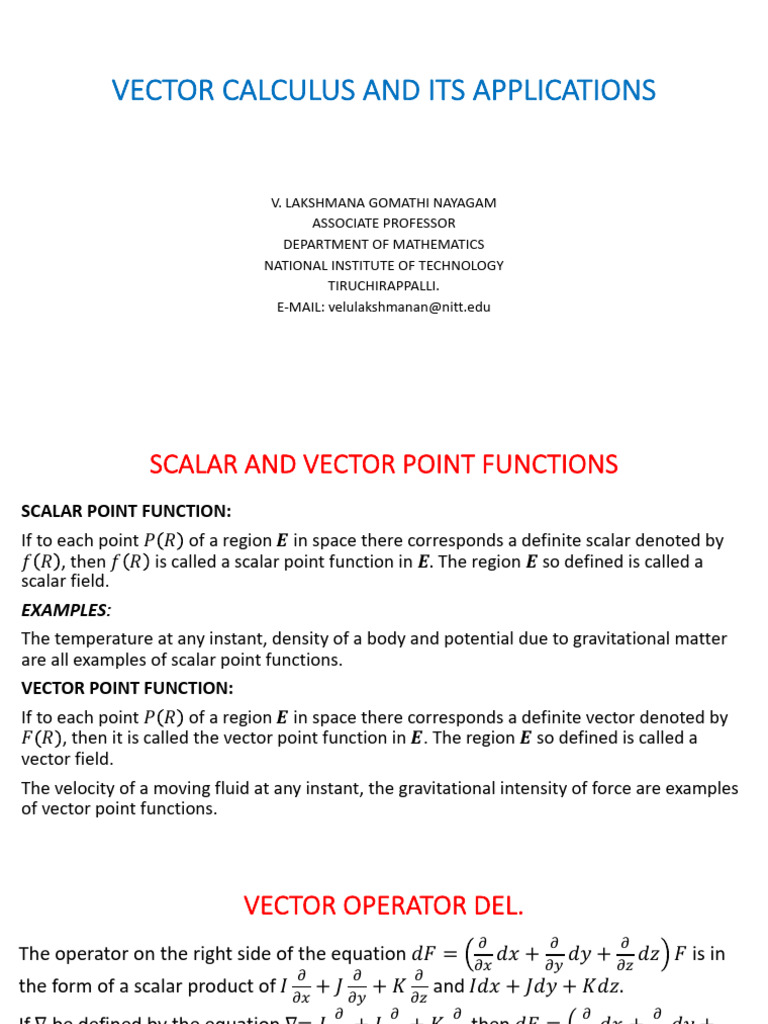 Vector Calculus and Its Applications | PDF | Divergence | Vector Space