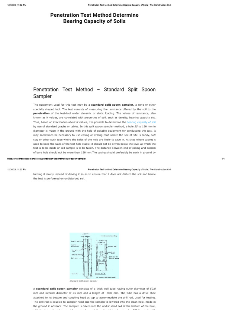 Penetration Test Method Determine Bearing Capacity of Soils - The ...