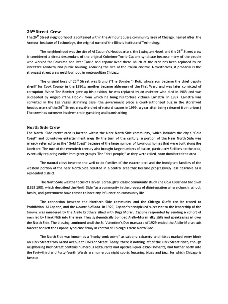 26th Street Crew 10 | PDF | Al Capone | American Mafia