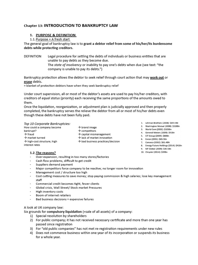 Chapter 13 Bankruptcy Overview | PDF | Bankruptcy | Bankruptcy In The ...