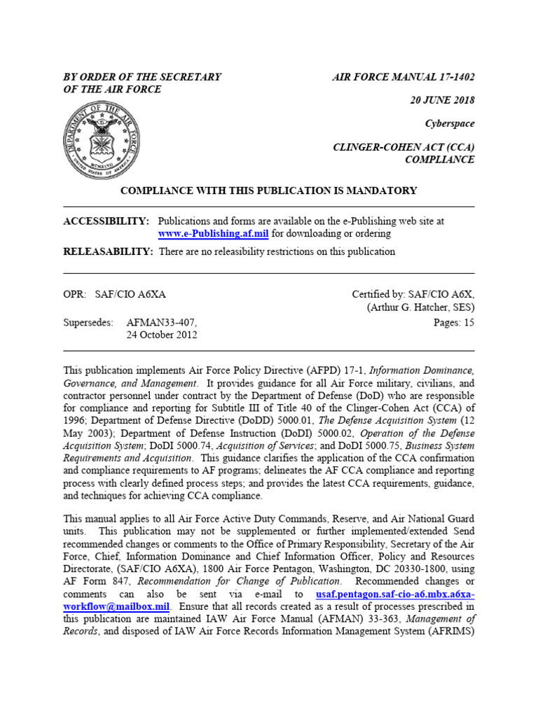 Air Force CCA Compliance Guide | PDF