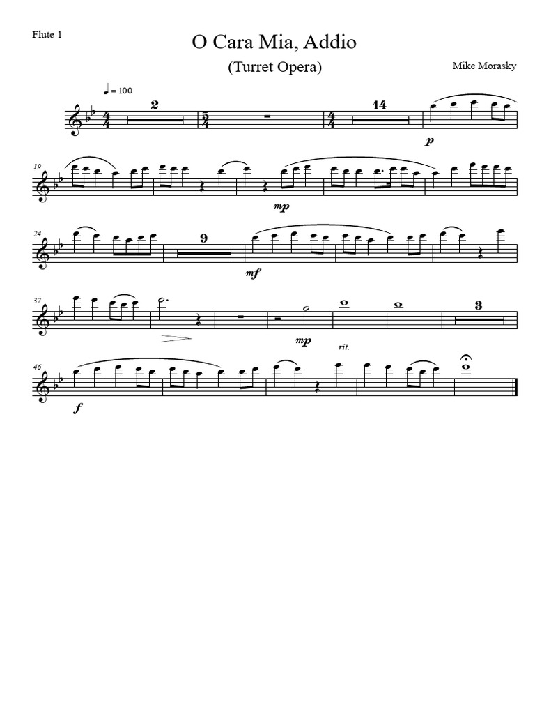 Cara Mia Addio - Flauta 1 | PDF