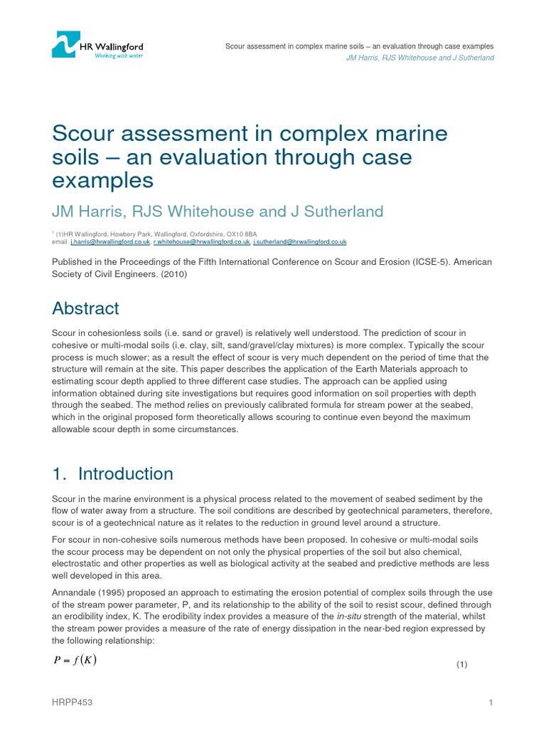 HRPP453 Scour Assessment in Complex Marine Soils | PDF | Geotechnical ...