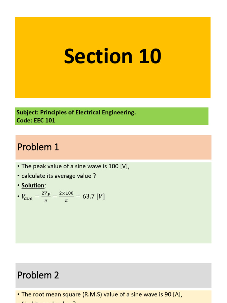 EEC 101 Section 10 | PDF | Root Mean Square | Physics