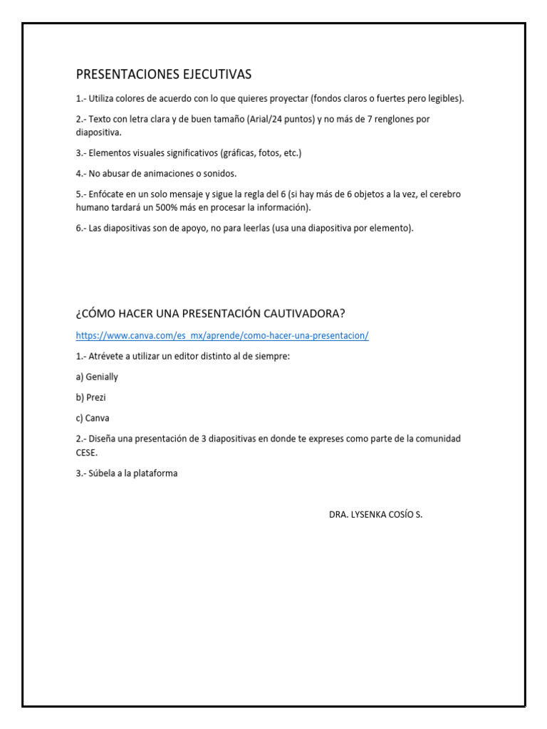 Presentaciones Cautivadoras o Ejecutivas | PDF