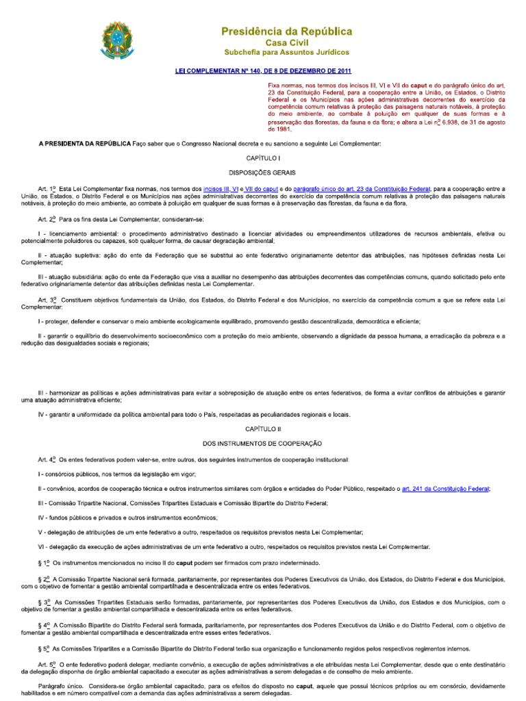 Lei Complementar #140 de 2011 | PDF