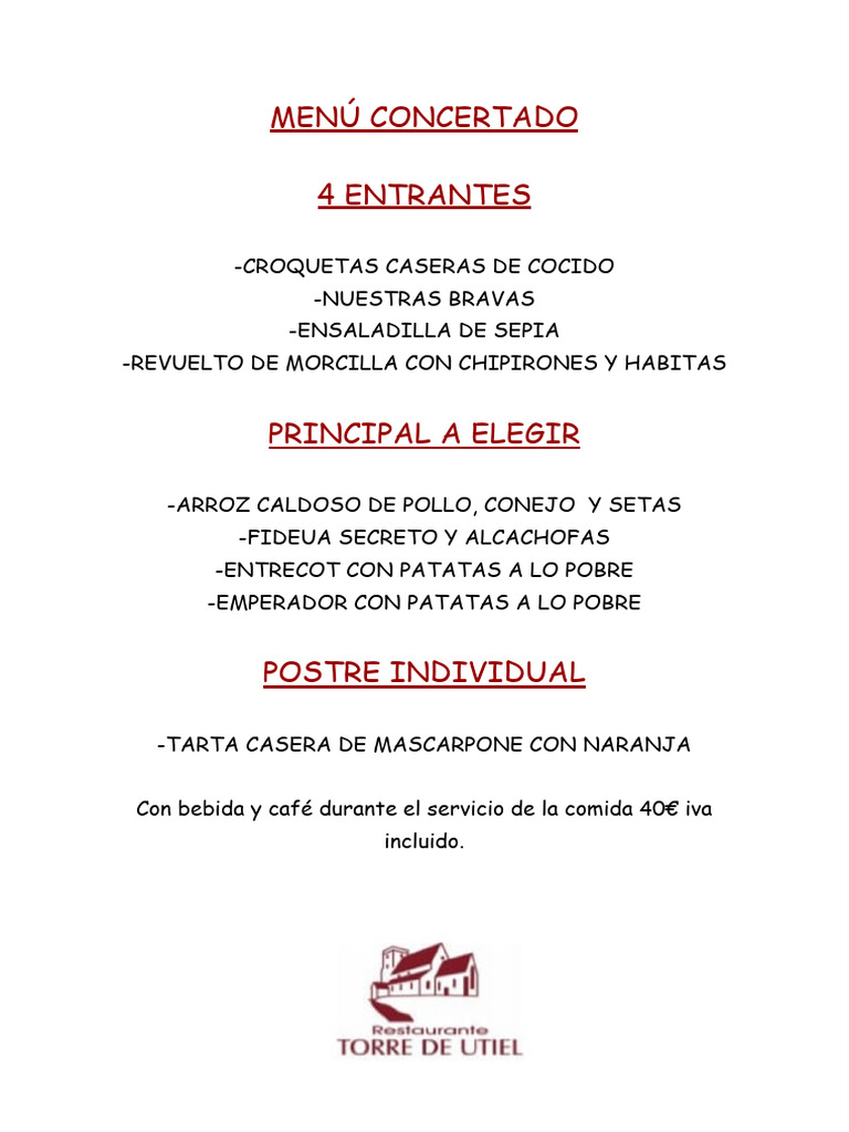 MENÚ CONCERTADO - Documentos de Google | PDF