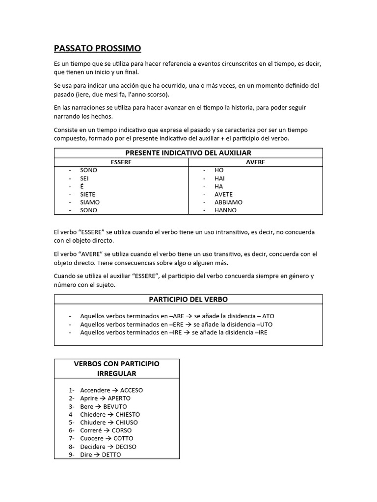 Passato Prossimo | PDF