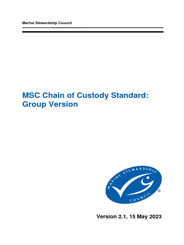MSC Chain of Custody Standard Group Version v2 | PDF