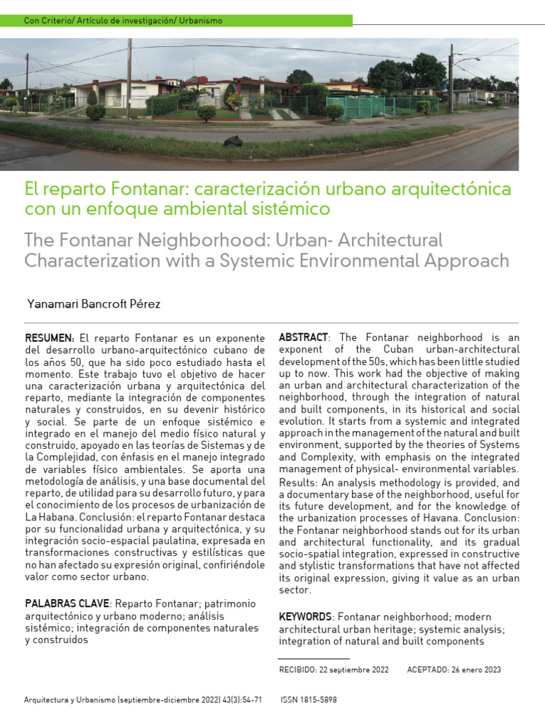 El Reparto Fontanar: Caracterización Urbano Arquitectónica Con Un ...