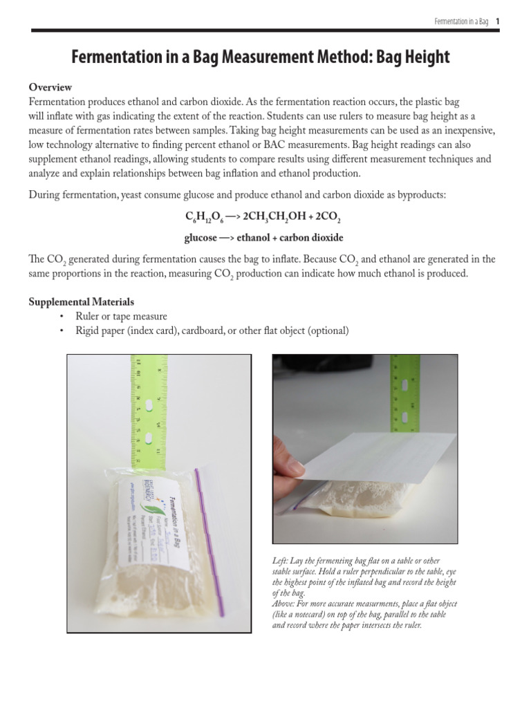 Bag Height Measurement Protocol | PDF | Ethanol | Carbon Dioxide