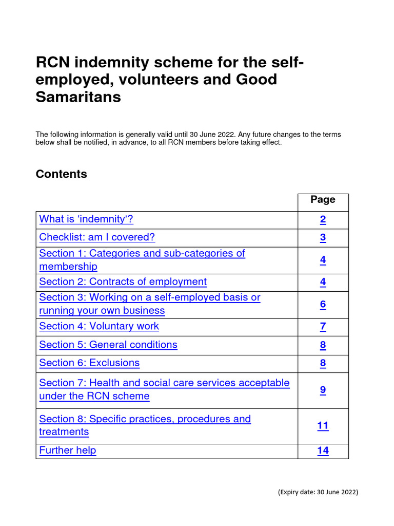 RCN Indemnity Scheme Overview | PDF