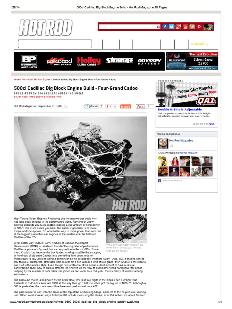 500ci Cadillac Big Block Engine Build - Hot Rod Magazine All Pages | PDF