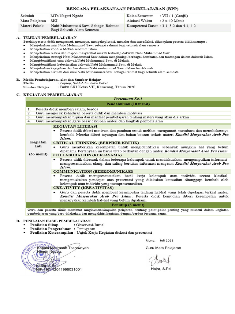 1.1 RPP I SKI 7-Ganjil 2023 | PDF