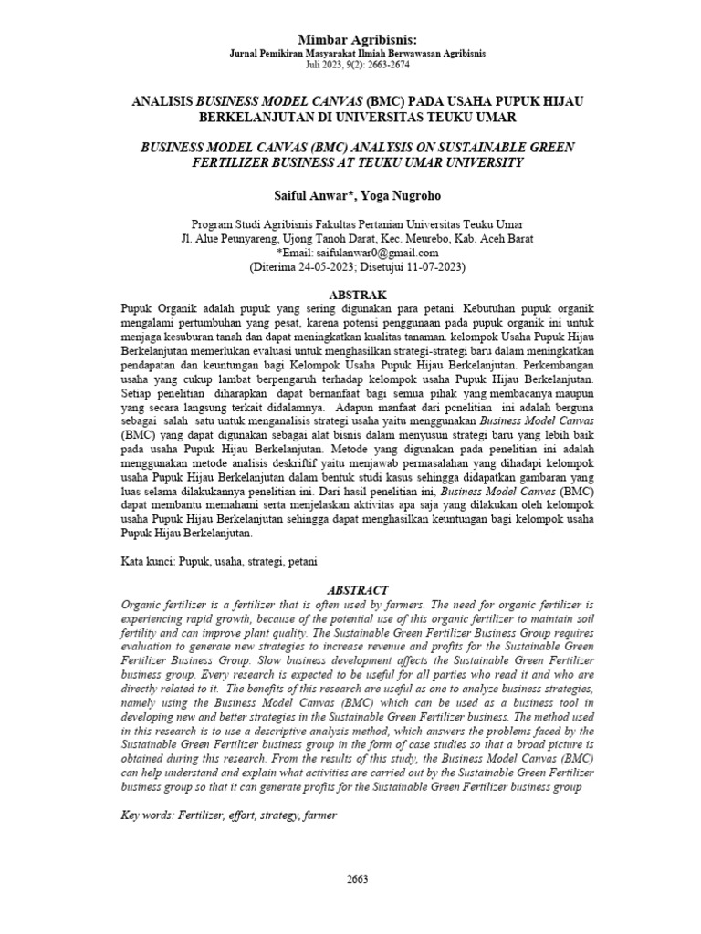 Analisis Business Model Canvas BMC Pada Usaha Pupu | PDF