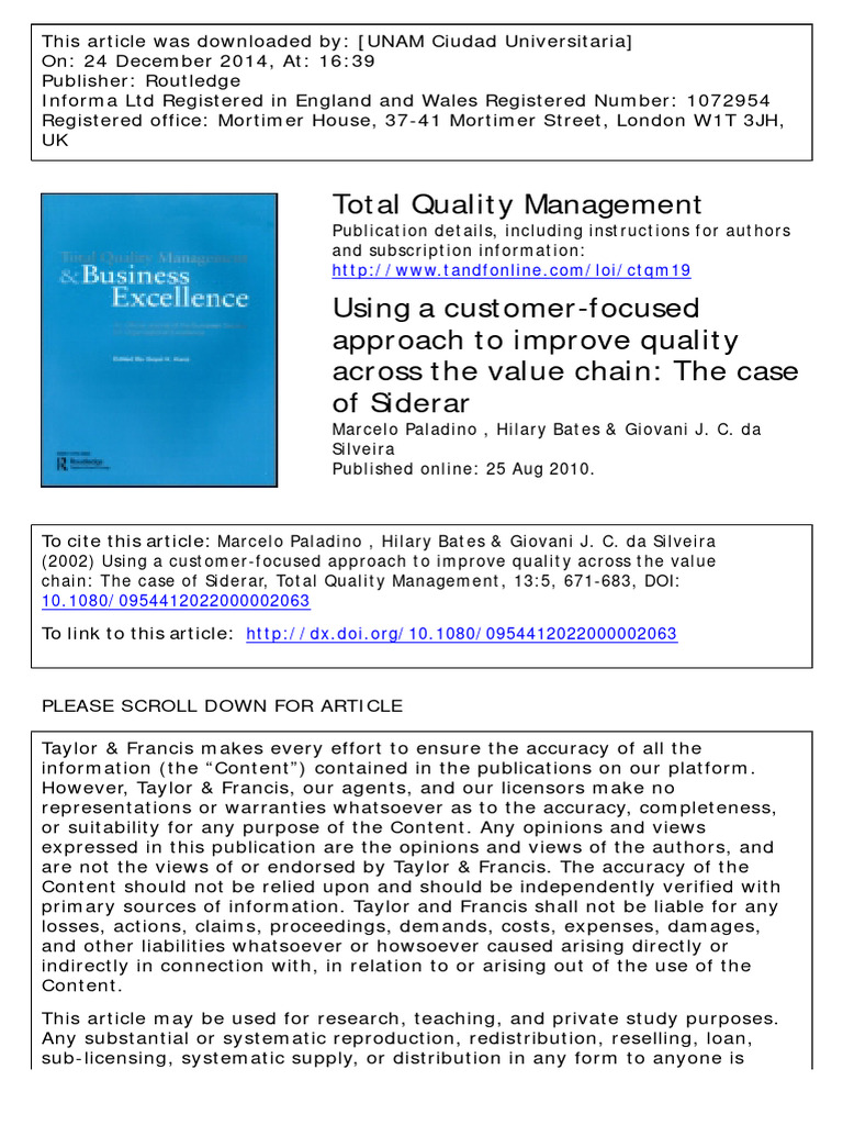 Using A Customer-Focused Approach To Improve Quality Across The Value ...