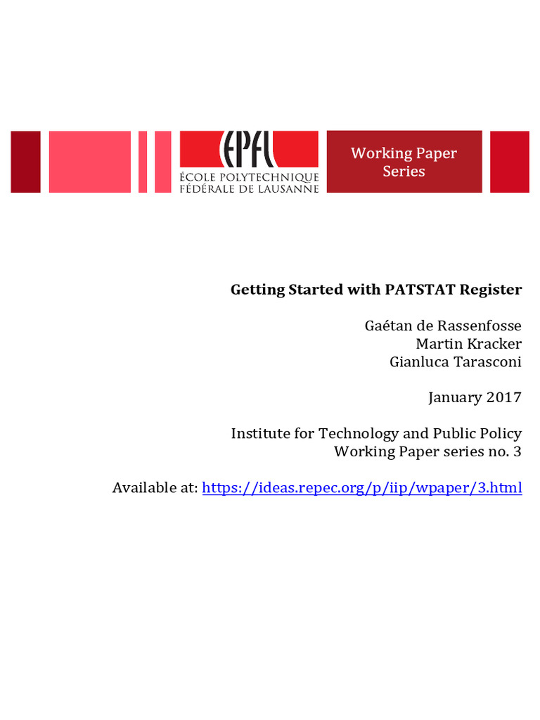 Getting Started With Patstat Register | PDF