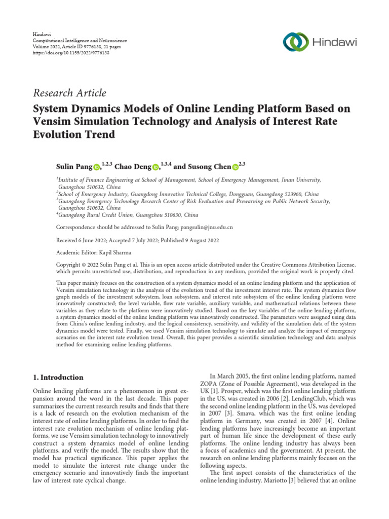 System Dynamics Models of Online Lending Platform Based On Vensim Simulation | PDF | Loans ...