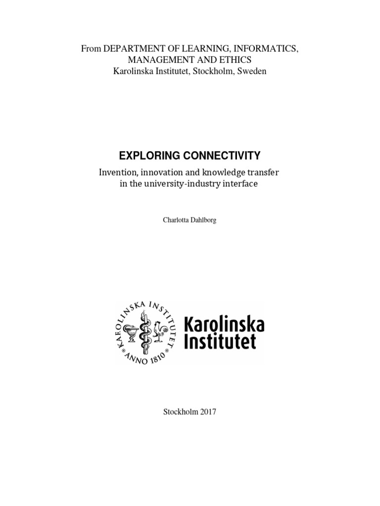 Very Good-EXPLORING CONNECTIVITY - Invention, Innovation and Knowledge Transfer in The ...