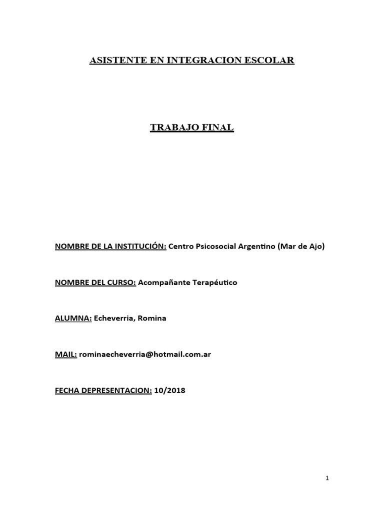 Asistente en Integracion Escolar | PDF | Inclusión (Educación) | Maestros