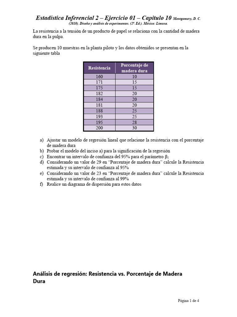 Ejercicios Capitulo 10 Mongomery | PDF