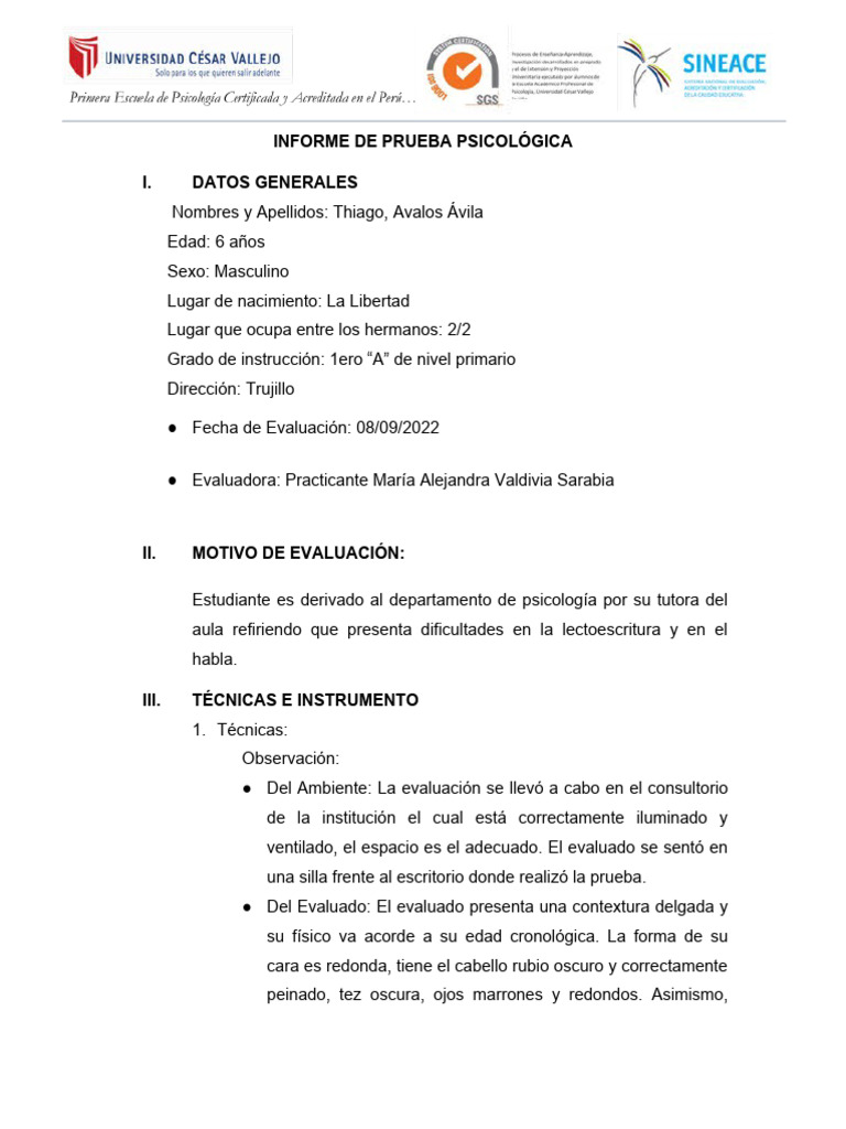 Ficha de Seguimiento Thiago | PDF