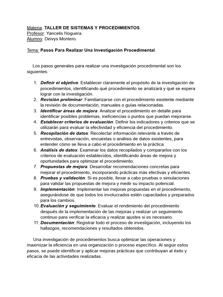 Pasos para Realizar Una Investigación Procedimental | PDF | Evaluación