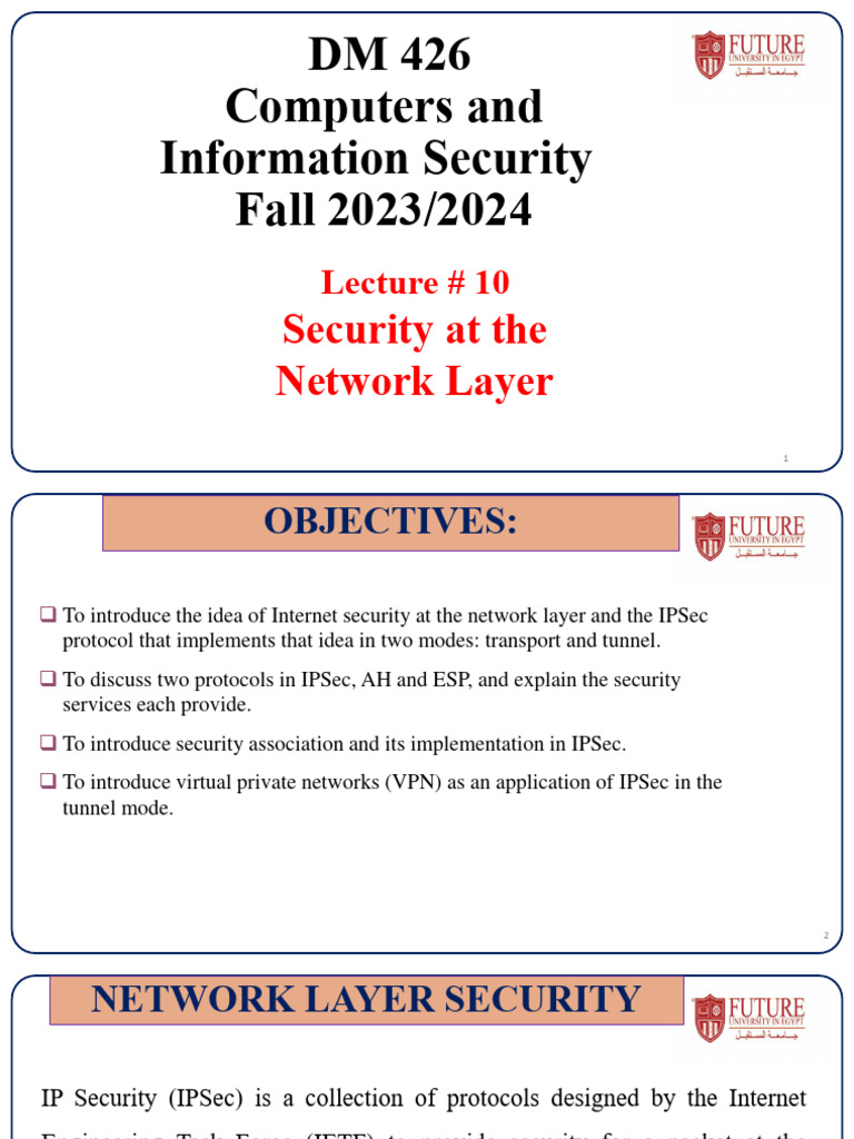 Network Layer Security with IPSec Overview | PDF | Computers
