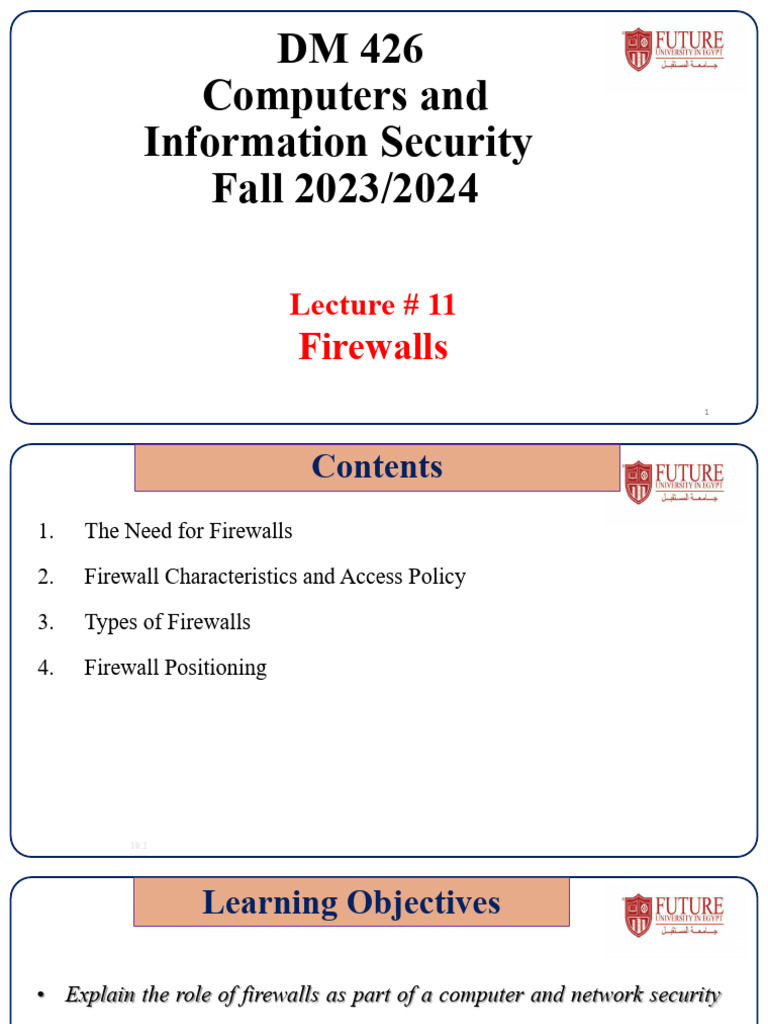 Lecture 11 - Firewalls | PDF