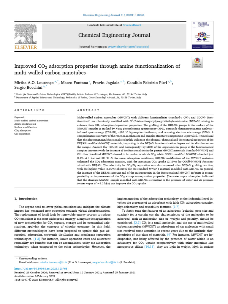 2021-Improved CO2 Adsorption Properties Through Amine Functionalization of Multi-Walled Carbon ...