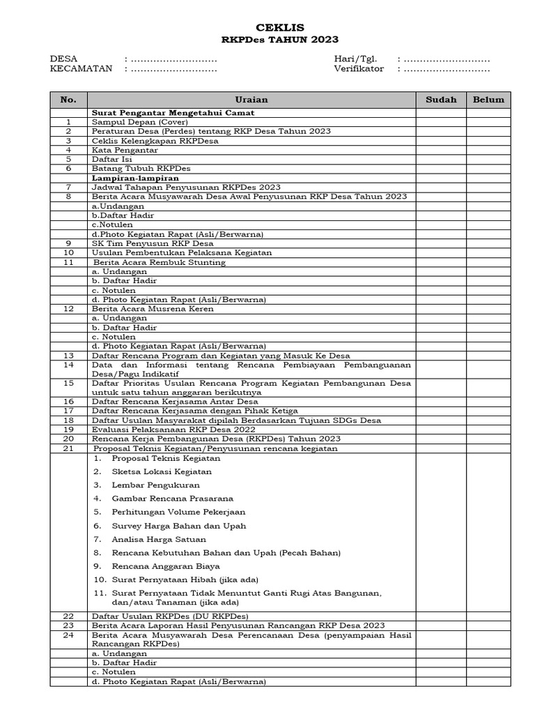 Contoh RKPDes 2023 untuk Desa | PDF | Seni