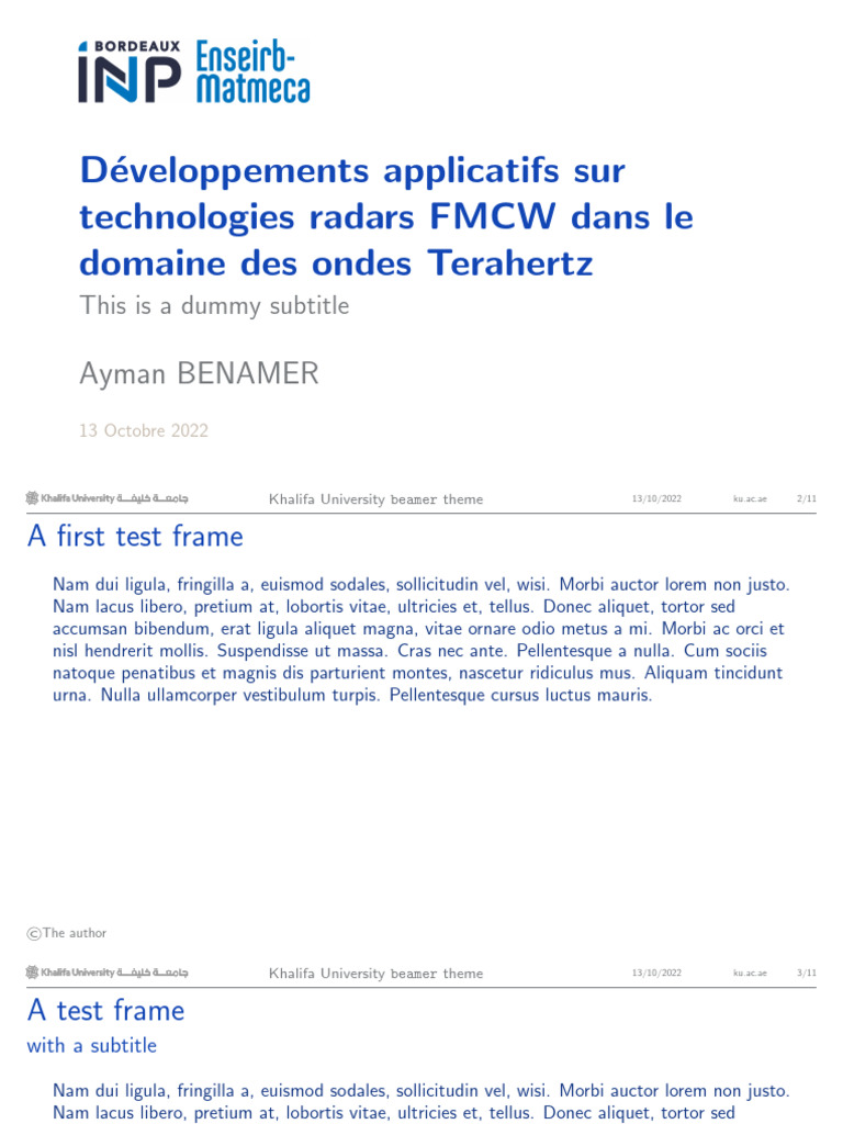 Khalifa University Beamer Theme 2018 | PDF