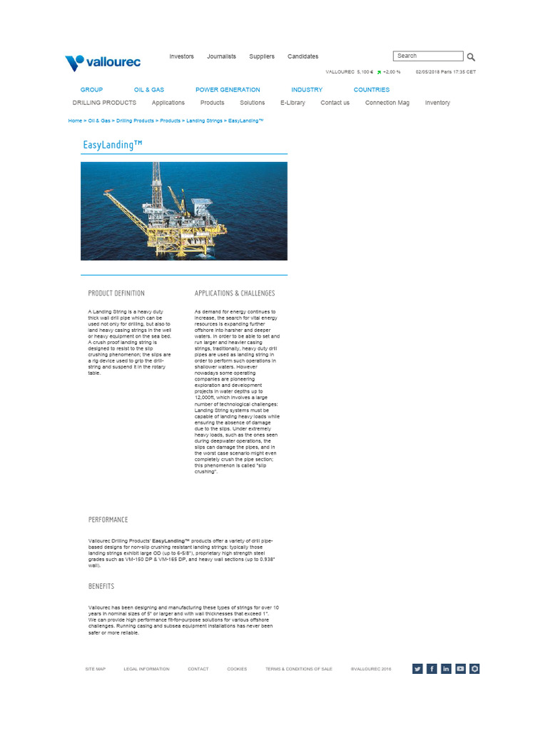 Drill Pipe Land String Vallourec - Definição | PDF | Pipe (Fluid ...