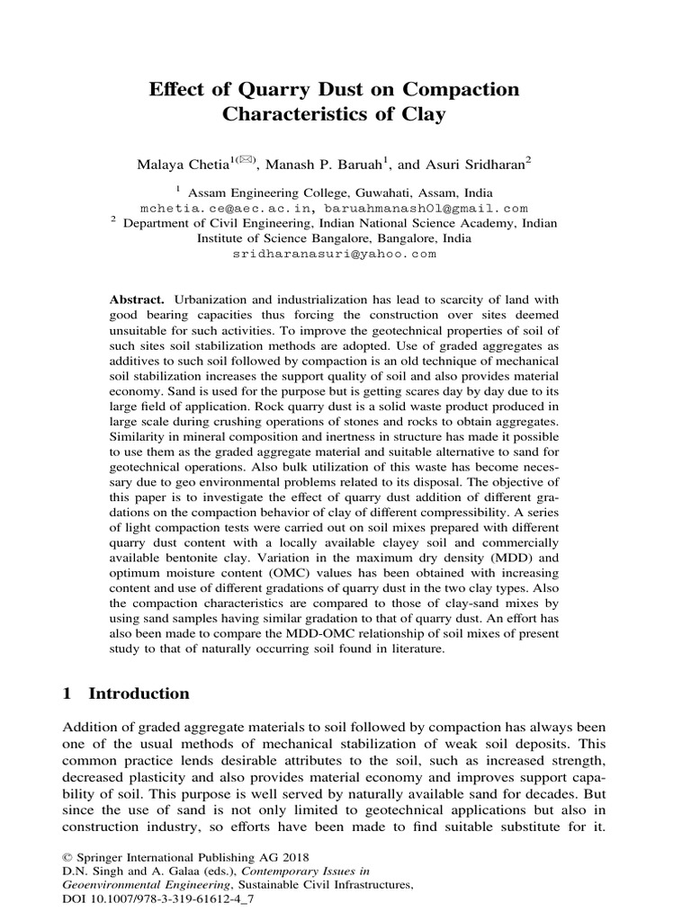 Effect of Quarry Dust On Compaction Characteristics of Clay | PDF ...