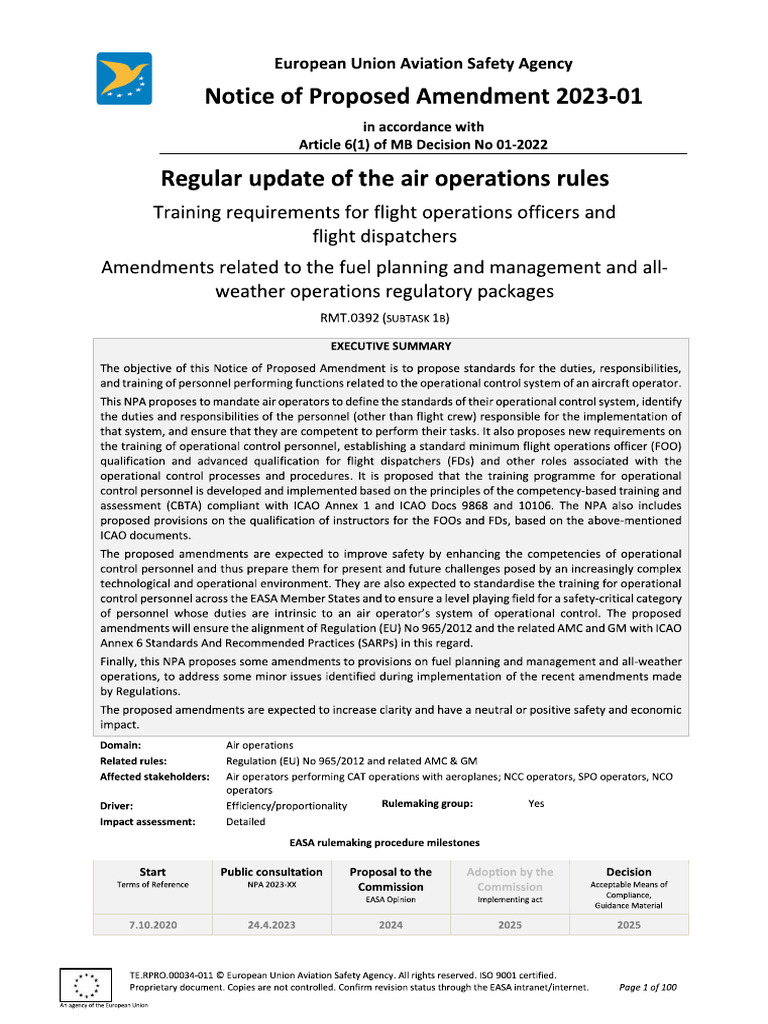 Easa Npa Flight Dispatcher | PDF