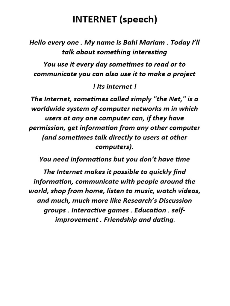 Internet (Speech) 1 | PDF