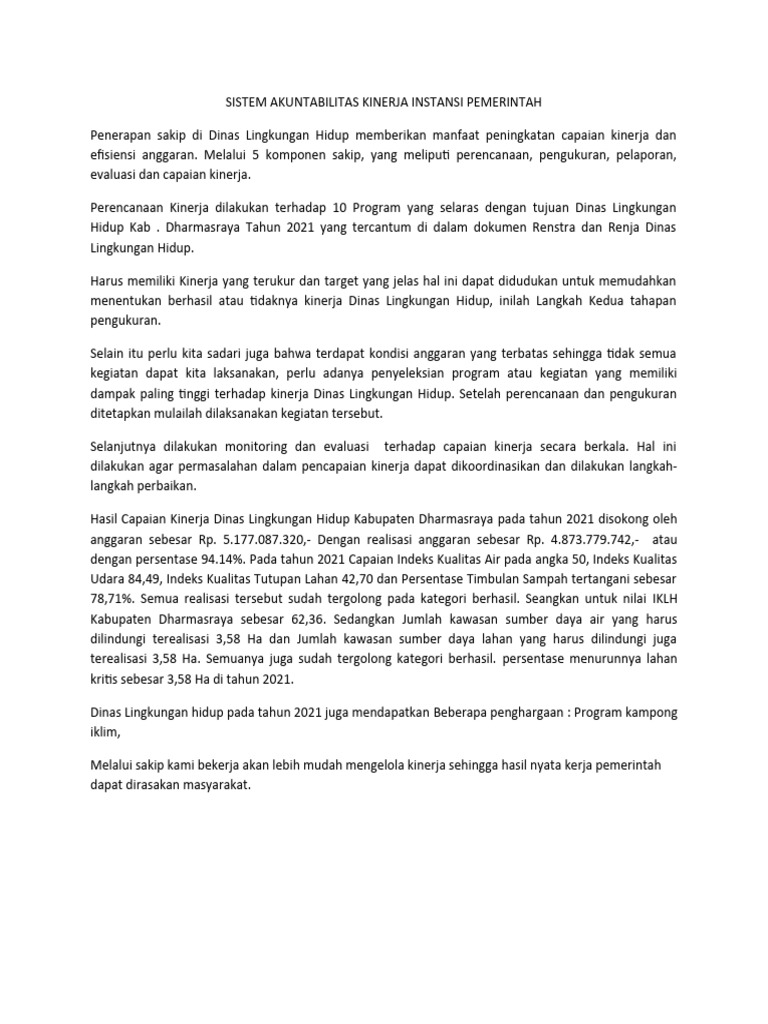 Sistem Akuntabilitas Kinerja Instansi Pemerintah | PDF