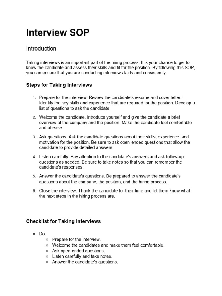 Interview SOP | PDF | Cognitive Psychology | Psychology