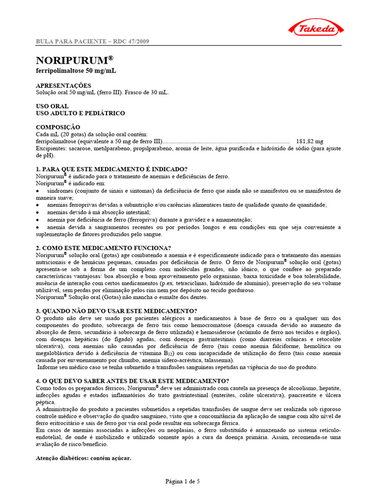 Noripurum Gotas Takeda 30ml v5 | PDF | Gravidez | Ferro