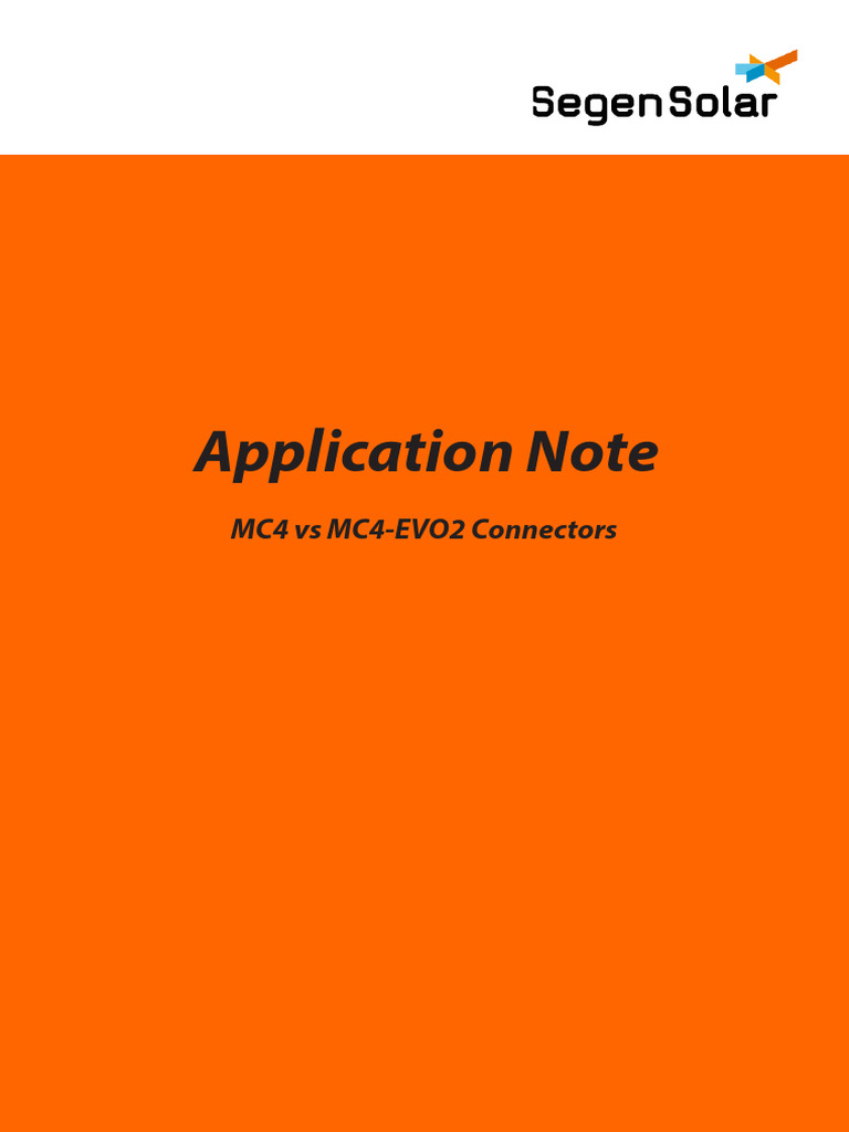 MC4 Vs MC4-EVO2 Application Note | PDF | Electrical Connector ...