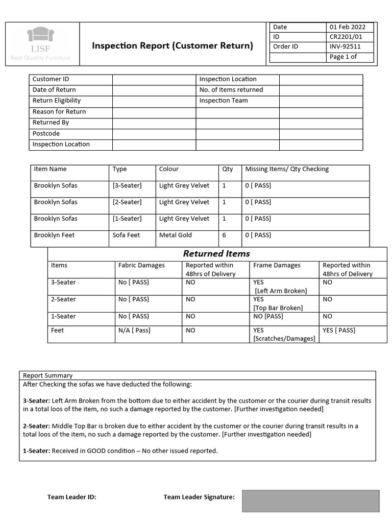 Inspection Report | PDF
